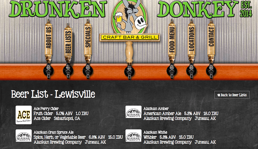DrunkenDonkeyBeerList1 | Evergreen