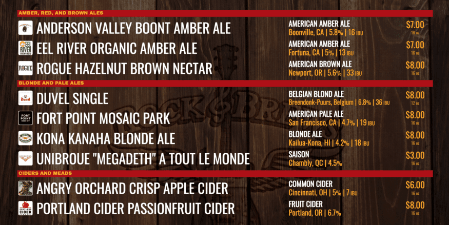 Inspiring Digital Menu Examples for the Bars, Restaurants, and Breweries