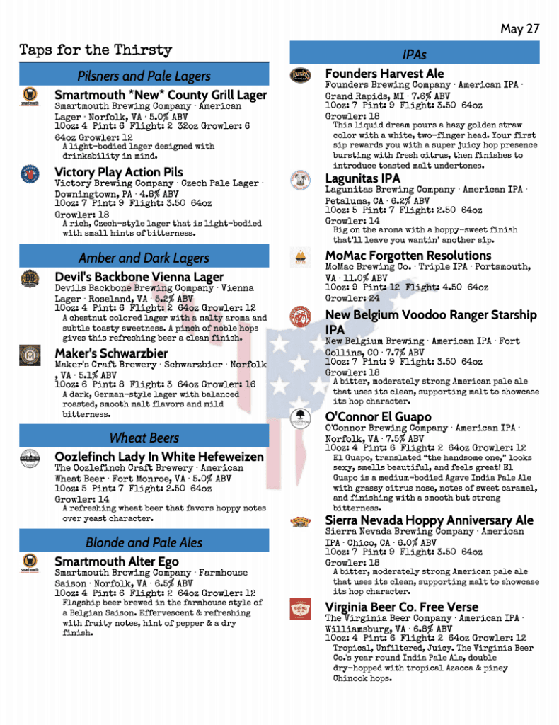 Inspiring Print Menu Examples for the Bars, Restaurants, and Breweries