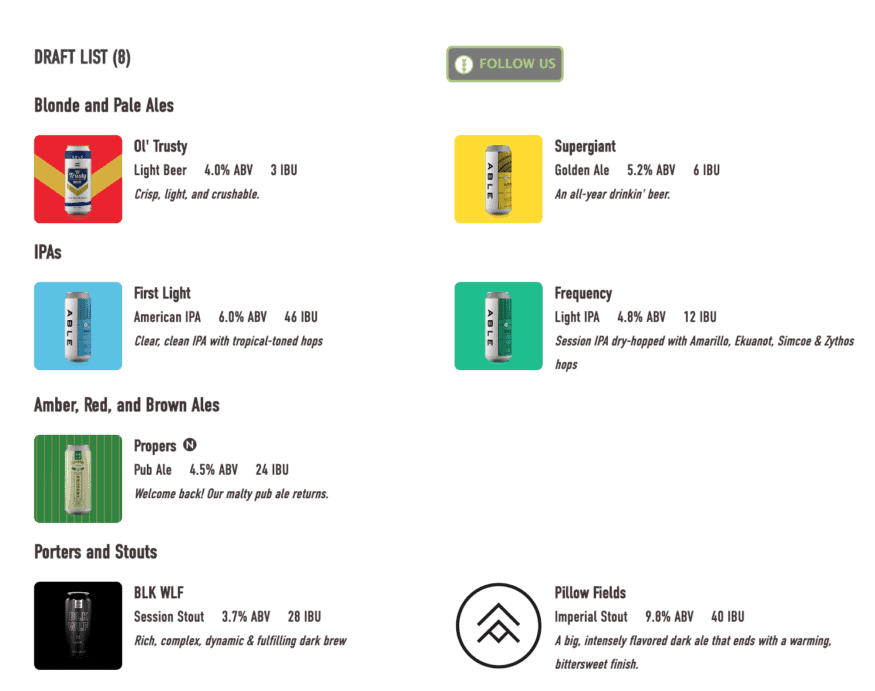 Inspiring Web Widget Examples for the Bars, Restaurants, and Breweries