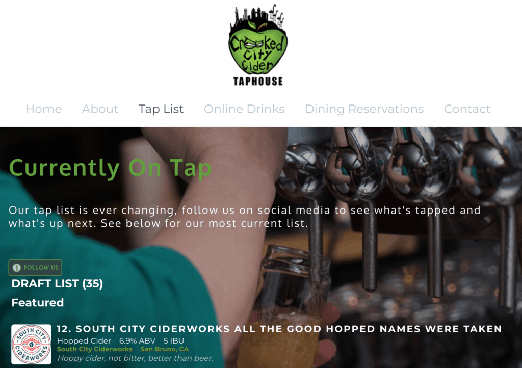 Inspiring Web Widget Examples for the Bars, Restaurants, and Breweries