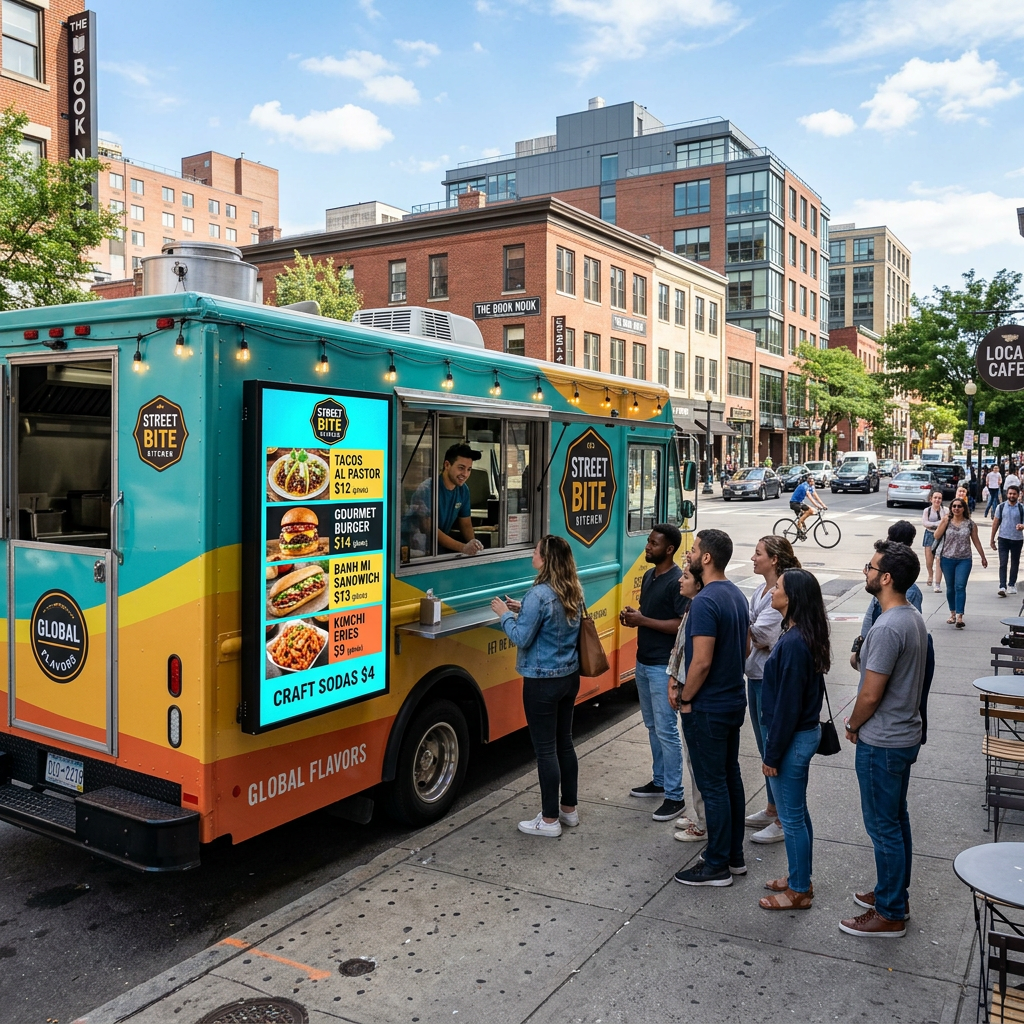 Digital Menu Boards for Food Trucks: Real-Time Menus That Move With You